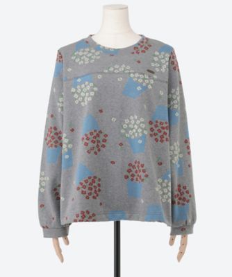 コットンポリエステル フラワーポットニットジャカードプルオーバー