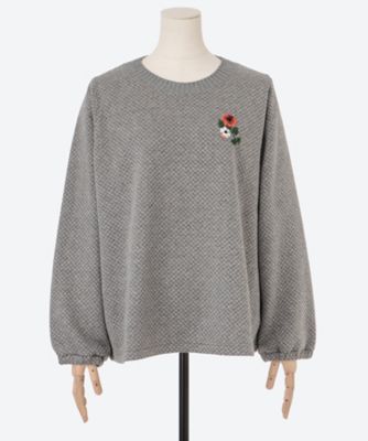 プルームレットハンド刺繍キルティングダブルジャカードプルオーバー