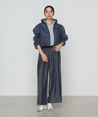 ＋サイズ 〕 オトナシャンブレー タックワイドパンツ