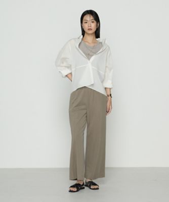 ＋サイズ 〕 ドライオーガンジー ステッチワークドルマンシャツ