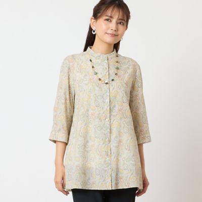 【リバティプリント・洗える・綿100％】ペイズリー柄チュニックシャツ（12034552） | LOBJIE (Women)/ロブジェ | 三越伊勢丹オンラインストア・通販【公式】