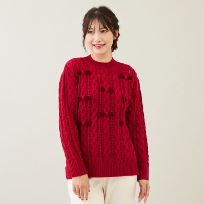 リボン×ケーブル編みニットプルオーバー（51136511） | Rose