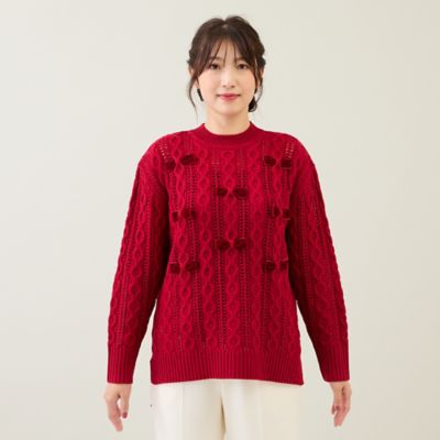 ローズティアラ（Rose Tiara）/リボン×ケーブル編みニットプルオーバー リボン×ケーブル編みニットプルオーバー（51136511） | Rose