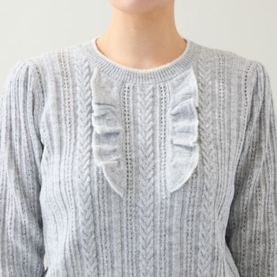 フリルラメニットプルオーバー（51136513） | Rose Tiara