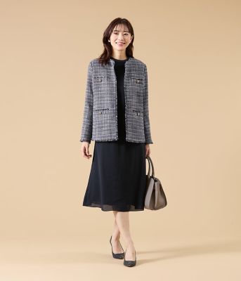 ソフトミックスツィード ノーカラージャケット