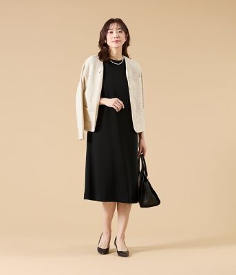 ツィーディーラメ ノーカラーニットジャケット