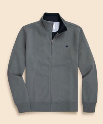 コットン／ポリエステル ピケ GFロゴ ダブルフェイスフルジップ