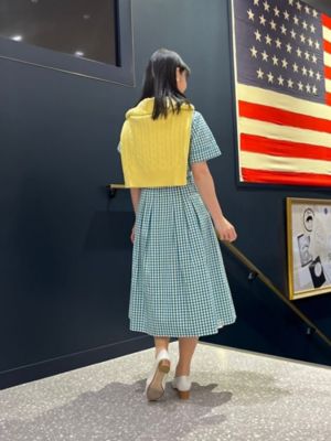 コットン シアサッカー チェック ショートスリーブ シャツワンピース