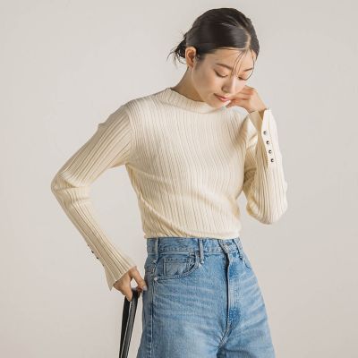 NEW 袖ボタンランダムリブプルオーバー≪手洗い可能≫ | Droite