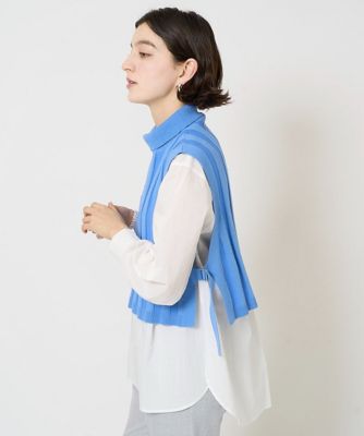 2点セット］リブニットベスト＆バンドカラーブラウス | GEORGES RECH