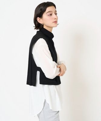 2点セット］リブニットベスト＆バンドカラーブラウス | GEORGES RECH