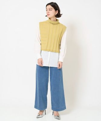 2点セット］リブニットベスト＆バンドカラーブラウス | GEORGES RECH