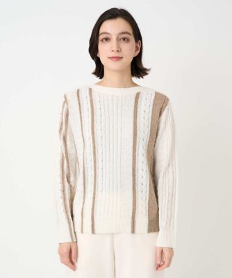 【NEW】ジョルジュ・レッシュ（ES RECH）/バイカラーストライプケーブルニット バイカラーストライプケーブルニット | GEORGES RECH (Women/小さい