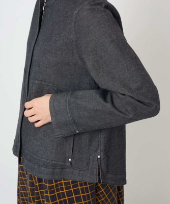 セットアップ対応］ノーカラーブラックデニムブルゾン | GEORGES RECH