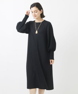 ウールスムースジャージーボリュームスリーブワンピース | GEORGES