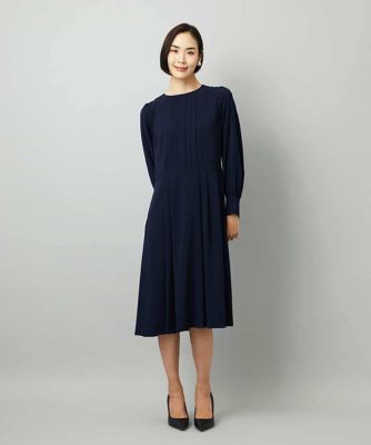 小さいサイズ］ノーカラープリーツワンピース | MICHELKLEIN(Women