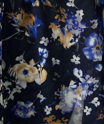 小さいサイズ】クラシックフラワープリント シフォンブラウス／洗濯機