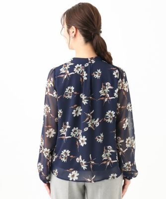 小さいサイズ】花柄フロント釦シフォンブラウス／洗える | MK MICHEL