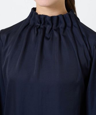 小さいサイズ】スタンドネックデザインサテンブラウス／洗える | MK