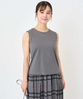 小さいサイズ】レイヤードチュールブラウス×タンクトップ／接触冷感