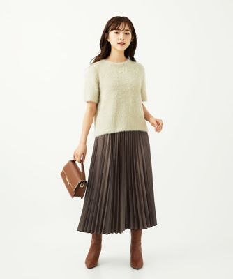 小さいサイズ】レザー調ランダムプリーツスカート／洗える | MK MICHEL