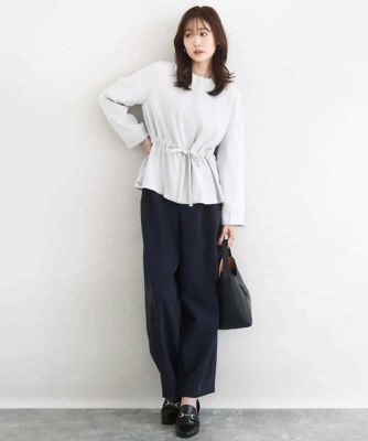 小さいサイズ】共地ベルト付きワイドパンツ／撥水／防シワ／洗える