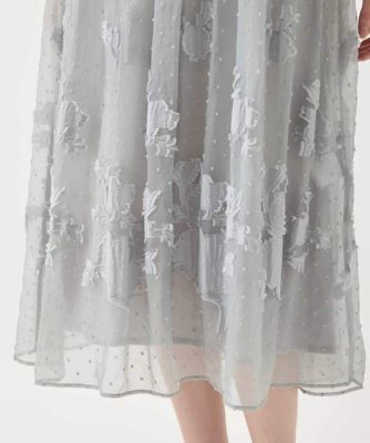 小さいサイズ】ドットフラワーシャーリング切り替えワンピース