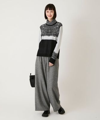 小さいサイズ】チェックアクセントタートルネックニット | HIROKO BIS