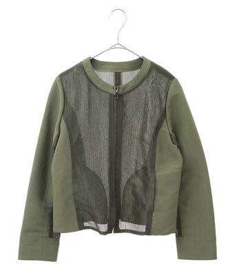 小さいサイズ】異素材ドッキングコンパクトジャケット ／洗える