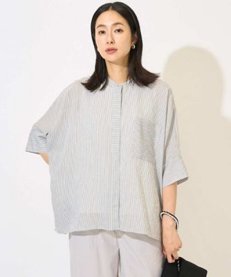 追加／接触冷感］バンドカラードルマンスリーブブラウス2 | GEORGES