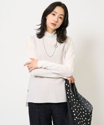 セットアップ対応／接触冷感］スクエアジャガードニットベスト