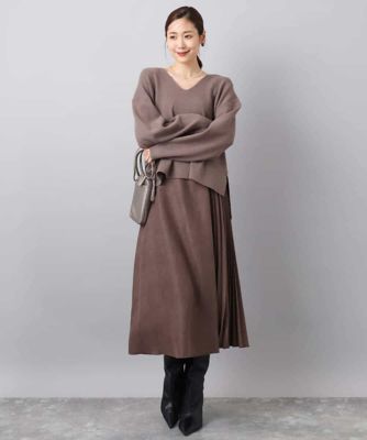 部分プリーツデザイン スウェードライクスカート／洗える | MK MICHEL