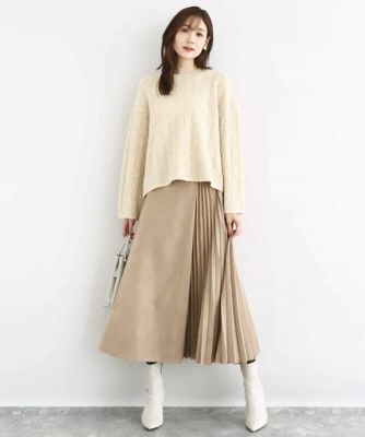 部分プリーツデザイン スウェードライクスカート／洗える | MK MICHEL