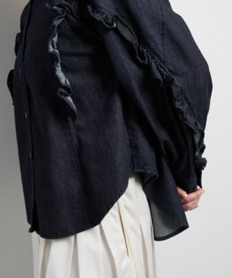 ポリエステルウール／デニムフリルブラウス | LANVIN en Bleu (Women