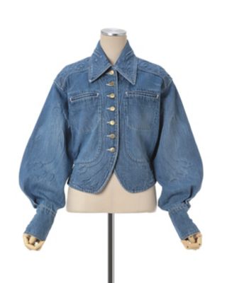 Floral Embossed Short Denim Jacket | Mame Kurogouchi (Women)/マメ クロゴウチ ...